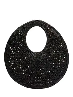 Jacquemus Le Rond Spiaggia Raffia Shoulder Bag - Black