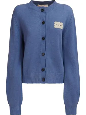 Marni Logo-patch Cashmere Cardigan - Blue