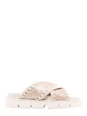 Mou Bio Criss-cross Sequin-embellished Sandals - Pink