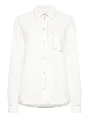 TOTEME Contrast-stitching Organic Cotton Shirt - White