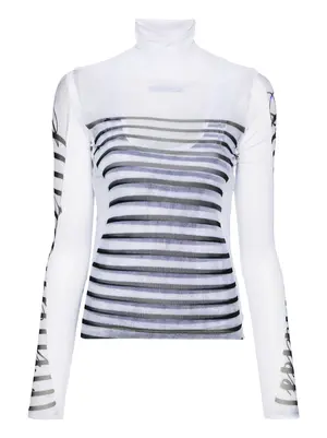 Jean Paul Gaultier Mesh Striped T-shirt - White