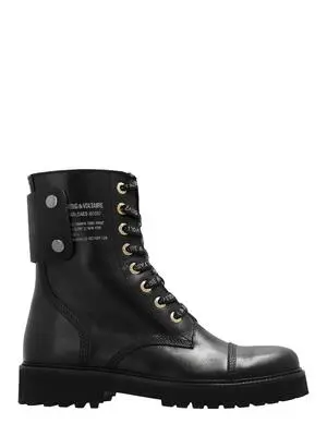 Zadig&Voltaire Leather Combat Boots - Black