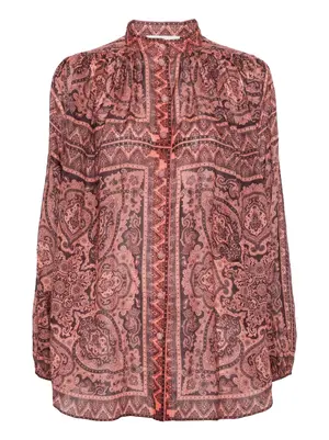 Zimmermann Ottie Paisley-print Ramie Shirt - Pink