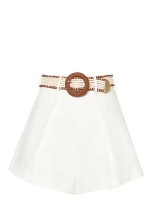 ZIMMERMANN Halliday Tuck Belted Linen Shorts