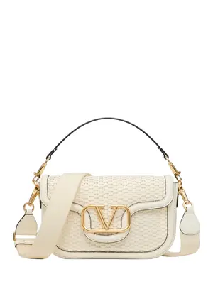 Valentino Garavani Alltime Woven Leather Shoulder Bag - Neutrals