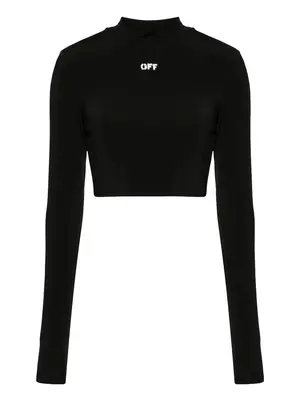 Off-White Logo-print Cropped T-shirt - Black