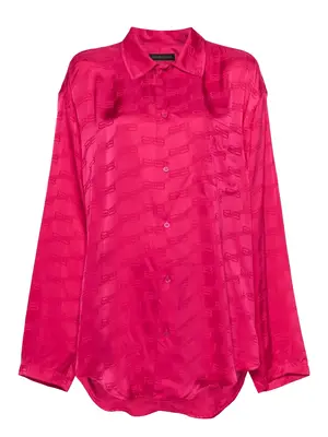 Balenciaga Jacquard-logo Satin Shirt - Pink