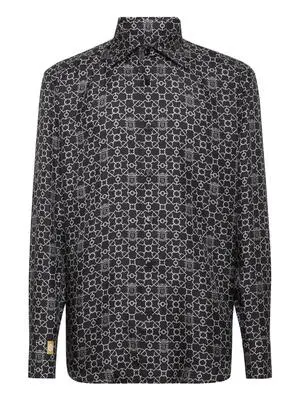 BILLIONAIRE All-over Pint Logo Silk Shirt - Black