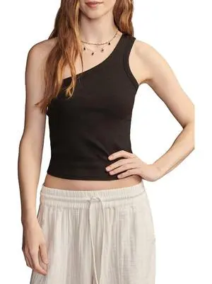 Lucky Brand Lucky Brand One-Shoulder Rib Tank Jet Black