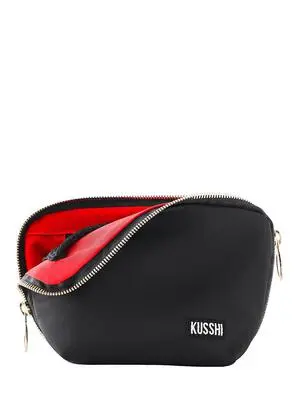 KUSSHI Everyday Makeup Bag - Black/ Red Nylon