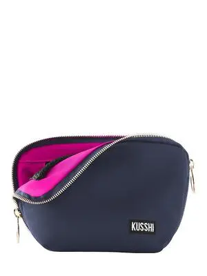 KUSSHI Everyday Makeup Bag - Navy/ Pink Nylon