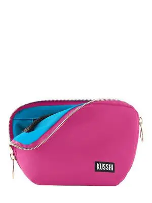 KUSSHI Everyday Makeup Bag - Pink/ Teal Nylon