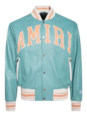 Amiri Leather Bomber Jacket - Blue