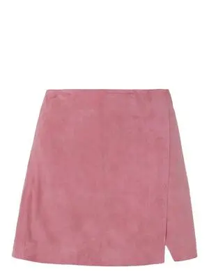 LUKHANYO MDINGI Suede Wrap-effect Mini Skirt - Pink