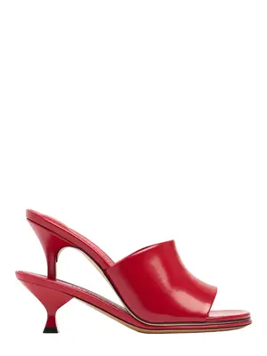 Jacquemus JACQUEMUS 100mm Les Doubles Leather Mules Red