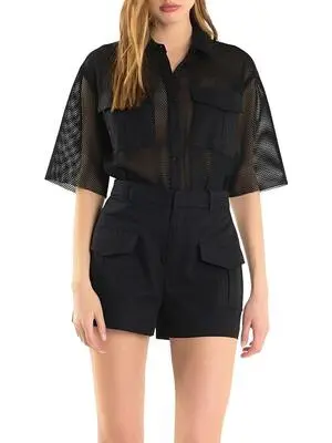 Endless Rose Endless Rose Pocket Mesh Shirt Black