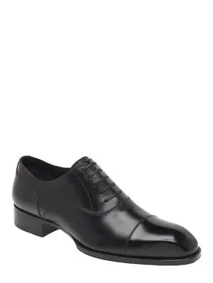 TOM FORD Elkan Burnished Leather Oxford - 1n001 Black