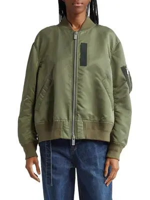 Sacai Nylon Twill Bomber Jacket - Khaki
