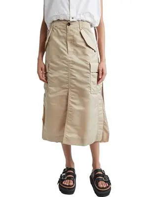 Sacai Insulated Nylon Twill Midi Cargo Skirt - Beige 651
