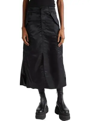 Sacai Insulated Nylon Twill Midi Cargo Skirt - Black