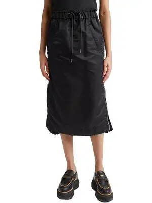 Sacai Insulated Nylon Twill Midi Skirt - Black 001
