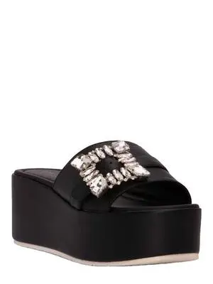 BEAUTIISOLES Dita Platform Slide Sandal - Black