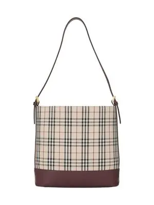 Burberry House Check Bucket Shoulder Bag - Burgundy