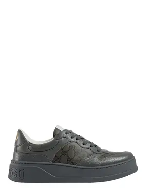 Gucci Gg Monogram Lace Up Sneakers - Grey