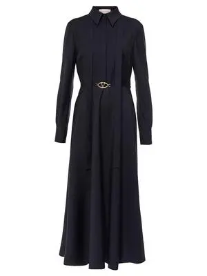 Valentino Garavani Belted Wool-blend Midi Dress - Blue