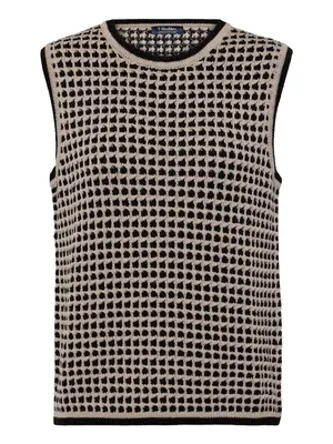 Max Mara Fleres Patterned Cotton Sweater Vest - Beige