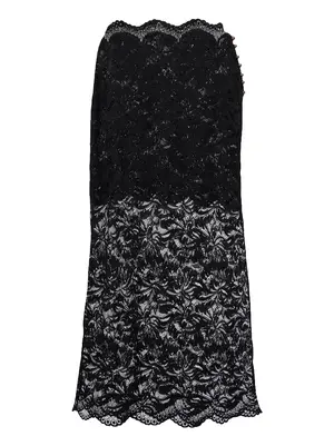 Rabanne Floral Lace Midi Skirt - Black