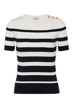 Valentino Garavani Striped Cotton Top - White
