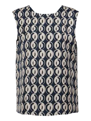 Max Mara Timetop Printed Silk Top - Blue