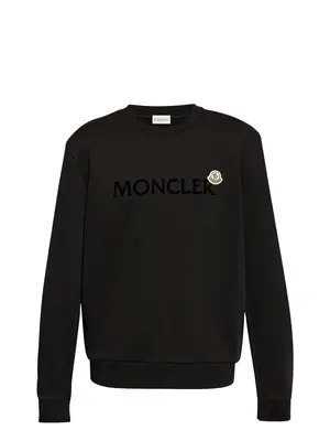 Moncler Cotton Flocked-logo Sweatshirt - Black