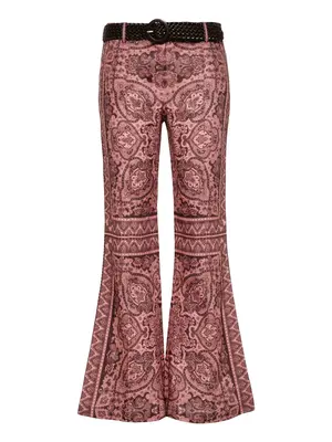 Zimmermann Ottie Paisley-print Trousers - Pink