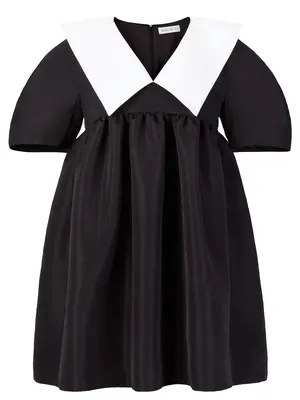 Nina Ricci Contrasting-collar Taffeta Babydoll Dress - Black