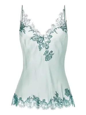 Carine Gilson Lace-trim Silk Camisole - Blue
