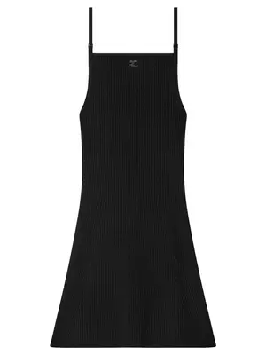 COURREGES Ribbed-knit Mini Dress - Black
