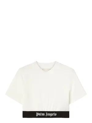 Palm Angels Logo-underband Crop Top - White