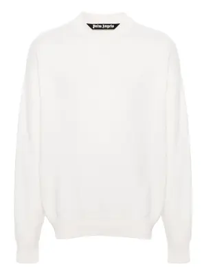 Palm Angels Monogram-print Crew-neck Jumper - Neutrals