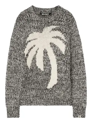 Palm Angels Palm Tree Print Jumper - Grey