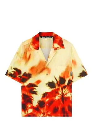 Palm Angels Abstract-print Notched-collar Shirt - Yellow
