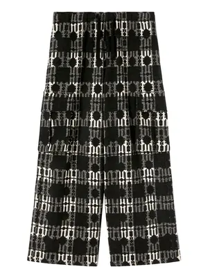 Palm Angels Monogram-jacquard Wide-leg Trousers - Black