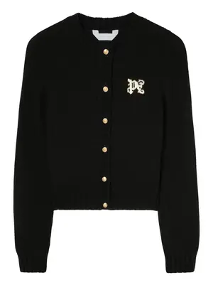 Palm Angels Monogram Intarsia Cardigan - Black