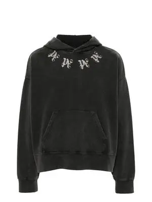 Palm Angels Monogram-print Cotton Hoodie - Grey