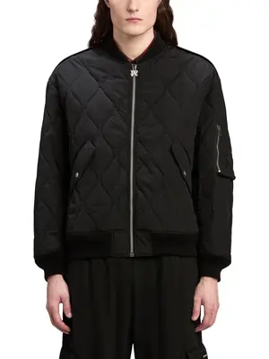 Palm Angels Logo-appliqué Quilted Bomber Jacket - Black