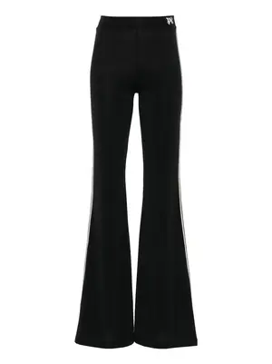 Palm Angels Monogram-embroidered Flared Trousers - Black