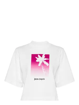 Palm Angels Palm Tree-print Cropped T-shirt - White