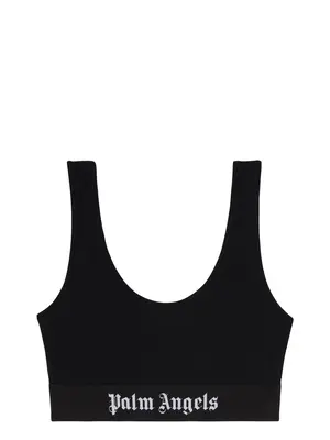 Palm Angels Logo-underband Scoop-neck Bra - Black