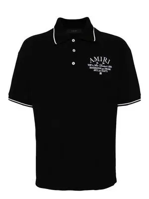 Amiri Logo-embroidered Cotton Polo Shirt - Black